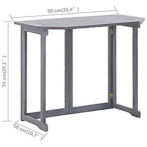 YUUIKLLE Folding Balcony Table，Wood Garden Table, Outdoor Side Table Indoor Outdoor ，for Patio, Balcony or Living Spaces, Kitchen,Garden，35.4"x19.7"x29.1" Solid Acacia Wood
