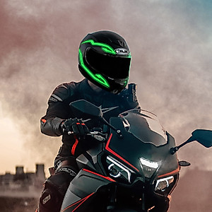 JIGUOOR 4PCS Motorcycle Helmet Light, Night Riding Signal EL Light, 3 Mode Led Helmet Light Strip Decoration Accessories Kit (Green, Battery Powered)
