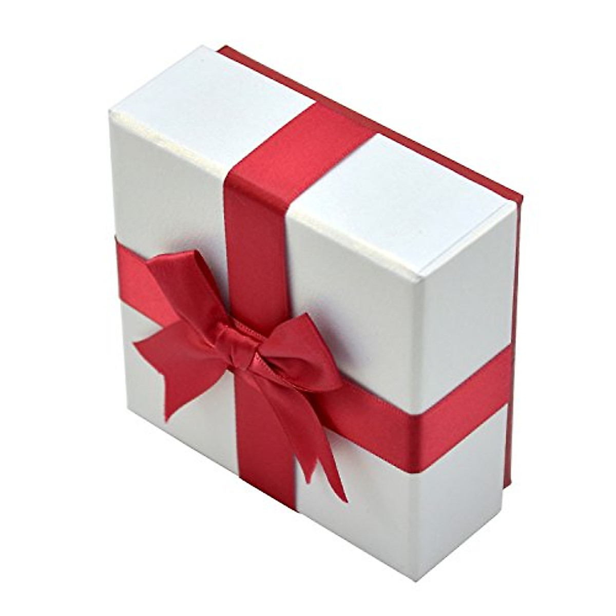 Paialco Jewelry Package Paper Gift Box Red Ribbon Bow-Knot 3 3/4-Inch by 3 3/4-Inch