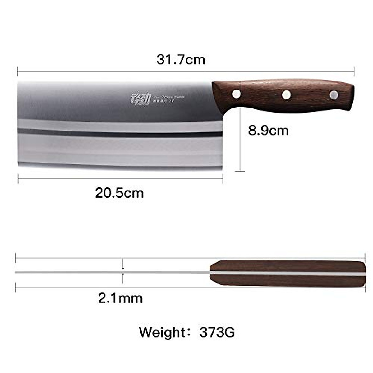 FINDKING YuFeng Chinese Chef Knife, Kitchen Cleaver for Meat Vegetables, Stainless Steel Blade, Wenge Wood Handle, for Cutting, Shredding, Slicing, Mincing, 8 Inches