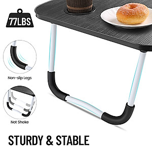 Laptop Desk, Astoryou Portable Laptop Bed Tray Table Bed Desk with Foldable Legs & Cup Slot for Eating, Working, Reading, Watching Movie on Bed Couch Sofa (Black)