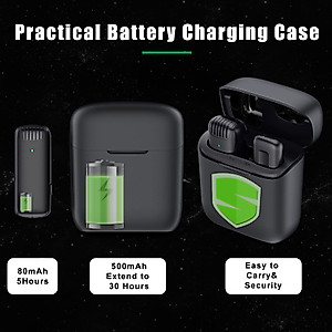 AlwQuali Professional Wireless Lavalier Lapel Microphone with Case for Android Phone Tablet - Cordless Omnidirectional Condenser Recording Mic for Podcast Vlog, Compatible iPhone iPad