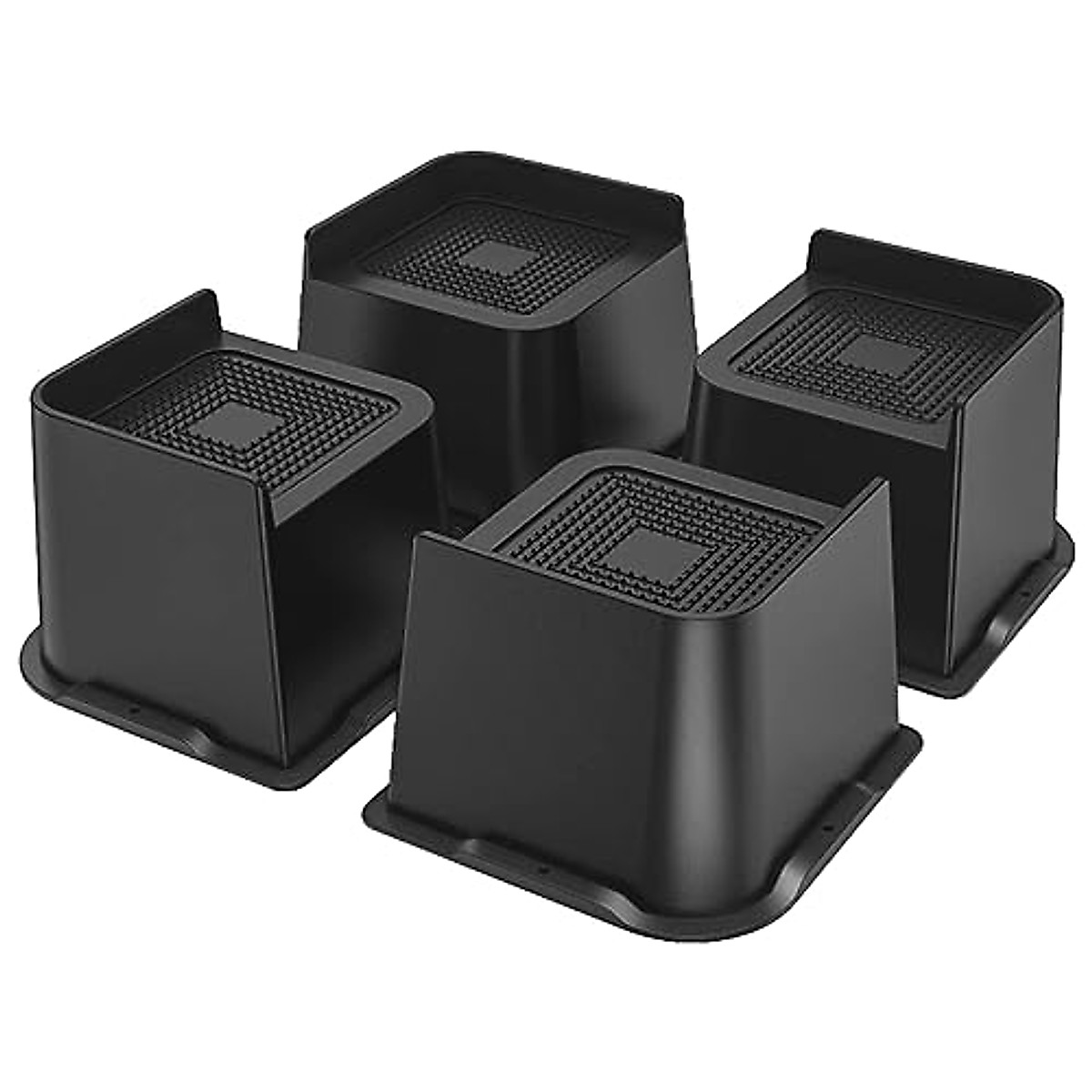 Stance Tuning USA Square Bed Risers 4 Inch Heavy Duty，4 Pack Home Furniture Risers Support up to 5,000 LBS，Furniture Lifter Risers for Dorm Bed, Couch, Table, Bed Frame, Tables, Black Bed Stilts