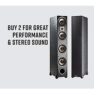 Polk Audio Monitor 70 Series II Floorstanding Speaker (Black, Single) for Multichannel Home Theater | Hi-Res Audio with Deep Bass Response | 1" Tweeter, (4) 6.5" Woofers | Bi-Wire & Bi-Amp