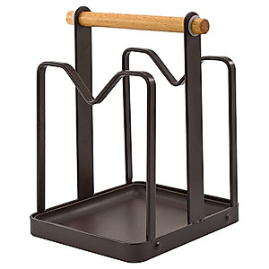 VANRA Cutting Board Organizer Metal Steel Pot Lid Holder Stand Kitchen Countertop Pot Pan Lid Rack, 2 Slots (Deep Brown)
