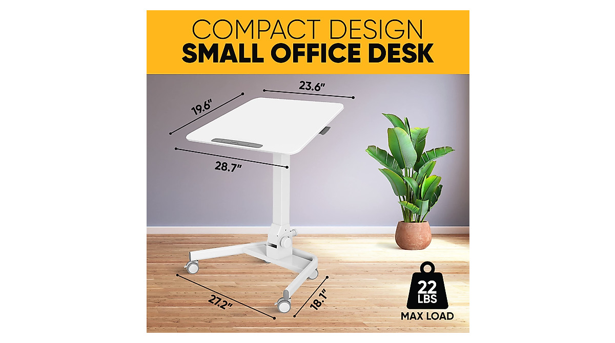 Mobile Folding Standing Desk - Adjustable Height & Portable