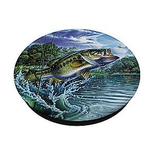 Largemouth Bass Fishing for men Cool Fish Hunting Lovers PopSockets PopGrip: Swappable Grip for Phones & Tablets