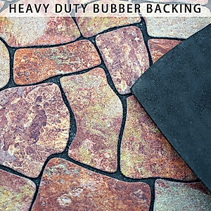 MANO Front Door Mat Outdoor Entrance, Heavy Duty Doormat Half Circle Rug for Outside Entry, Welcome Mat for Indoor Half Round Door Mats with Non Slip Rubber (21" x 33", Cobble)