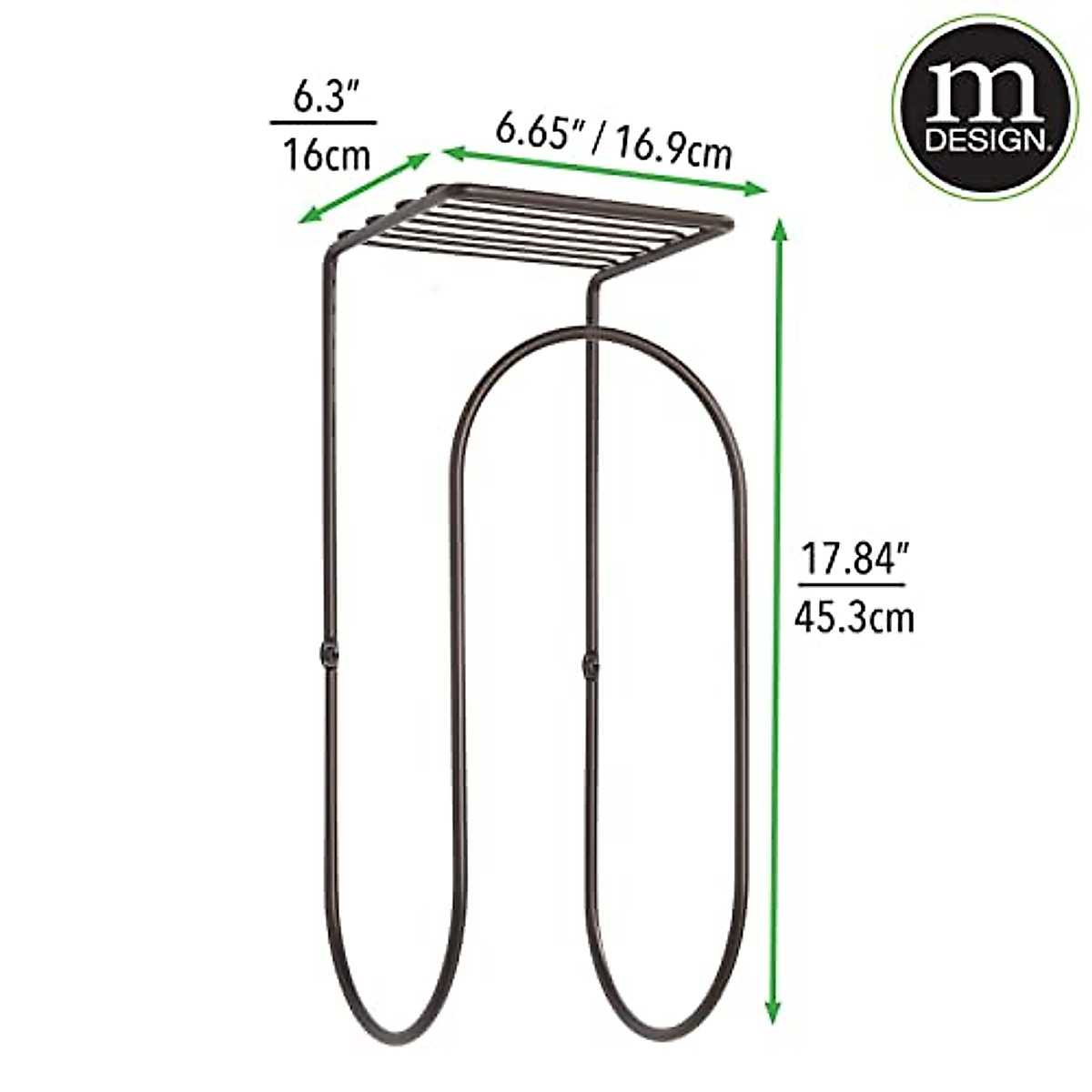 mDesign Modern Metal Wire Wall Mount Towel Rack Holder and Organizer with Storage Shelf - for Bathroom Towels, Washcloths, Hand Towels - Decorative Curved Design - Bronze