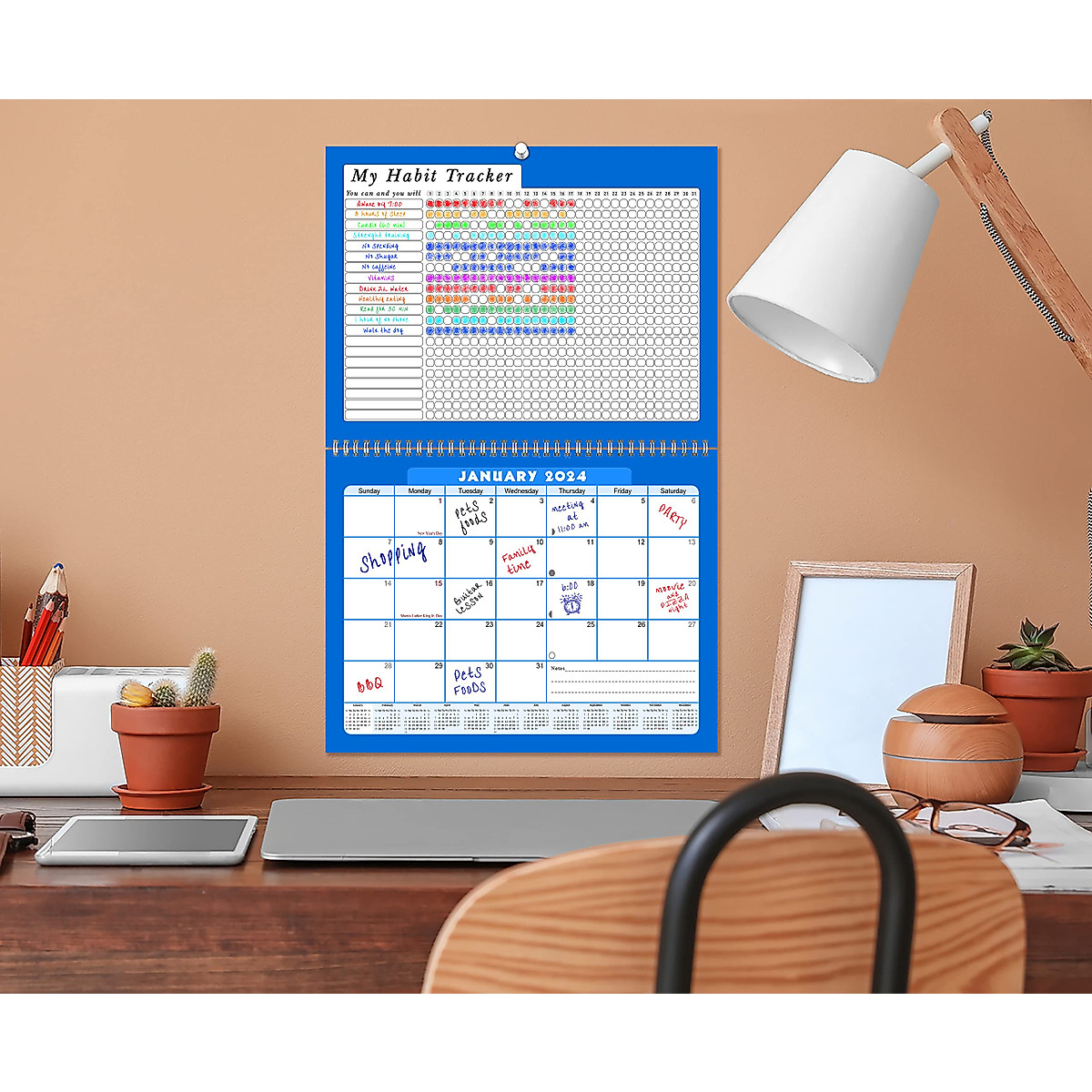 2024 Monthly Desktop/Wall Calendar/Planner - Habit Tracker - Daily, Weekly & Monthly Goal Motivational Habit Tracking Journal Inspirational - (Edition #06)