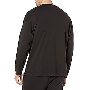 Amazon Essentials Men's 100% Organic Cotton Oversized-Fit Long-Sleeve T-Shirt, Black, X-Large
