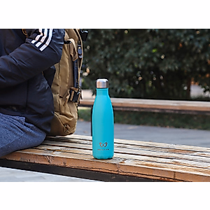 SIMPLE FLASK Stainless Steel Water Bottle, 17oz, 25oz, Vacuum Insulated, Leak-Proof, BPA-Free, No Sweating, Keeps Cold for 24 Hrs, Hot for 12 Hrs, Modern Tumbler Hydro Metal Mug (Teal, 17 oz)