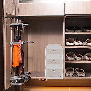 Cabilock 5pcs Shoe Storage Box Clear Plastic Stackable Shoe Organizer Space Saving Foldable Shoe Rack Sneaker Container Bin Holder Display Case