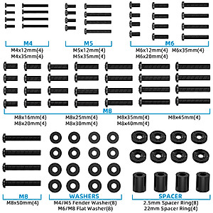 HOME VISION TV Mount Screws - Complete with M4, M5, M6, and M8 TV Mounting Hardware Kit Set, Washers, and Spacers Included Fit Most TVs up to 100 inch