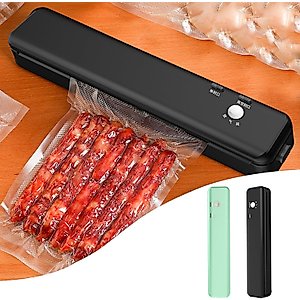 Vacuum Sealer - Automatic Food Vacuum Sealer with LED Indicator, Food Vacuum Sealer for Food Preservation Airtight Packaging System, Compact Design (Black)