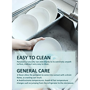 Teocera Pasta Bowls, Salad Serving Bowls Set, Wide and Shallow, 22 Ounce Porcelain Bowl, Microwave and Dishwasher Safe - Set of 6, White