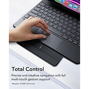 ESR iPad Keyboard Case for iPad Pro 12.9 inch (3rd, 4th, 5th, 6th Generation), Easy-Set Floating Cantilever Stand, Precision Multi-Touch Trackpad, Multi-Color Backlit Keys, Magic Keyboard, Black