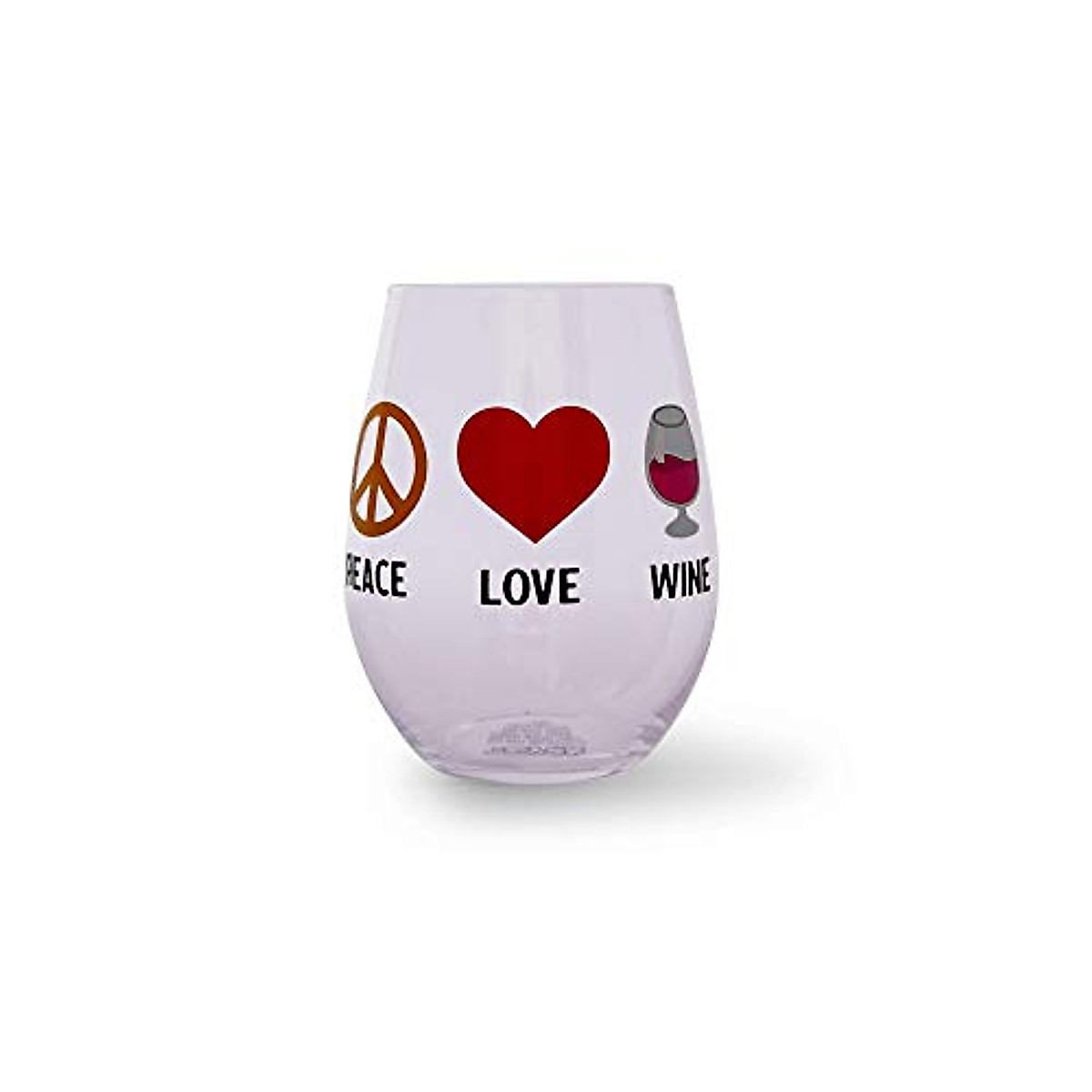 "Peace Love Wine" Oversized Stemless Wine Glass | Holds 20 Ounces