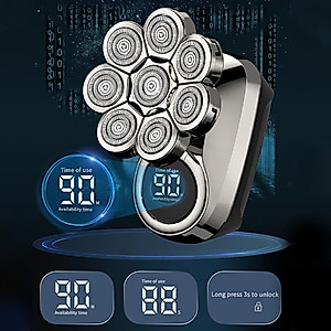 EKHOU Head Shavers for Bald Men, 6 in 1 Electric Razor Men Grooming Kit Wet Dry Electric Shaver LCD Display Beard Hair Trimmer Rechargeable Bald Head Shaving Machine