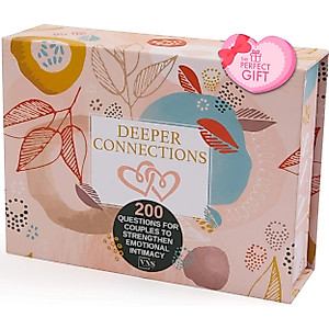 VNS Creations Deeper Connections - 200 Couples Conversation Cards - Build Strong Relationships and Deeper Intimacy - Couples Card Games for Adults - Couple Games for Date Night - Games for Couples