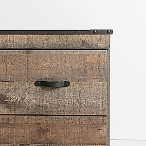 Signature Design by Ashley Trinell Rustic TV Stand with Fireplace Option Fits TVs up to 58", Natural Brown