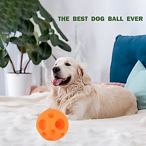 VEEBELL Dog Toy Balls, 5 Inch Treat Dispenser, Interactive Dog Toy for Food Dispensing, Chew Toys Ball for Large Medium Dogs (Orange)