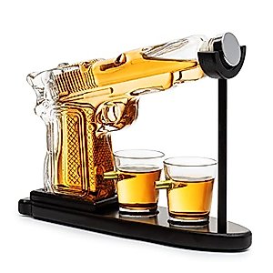 Gifts for Men Dad, 9 Oz Whiskey Decanter Set with Two 2 Oz Glasses, Unique Birthday Gift Ideas from Daughter Son, Home Bar Gifts, Drinking Accessories Funny Military Retirement Present, Cool Dispenser