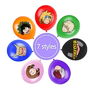 My Hero Academia Party Supplies, Birthday Decorations Set Including Balloons, Banner, Cake Toppers, Cupcake Toppers for MHA Fans Kids, MHA Theme Birthday Party Supplies