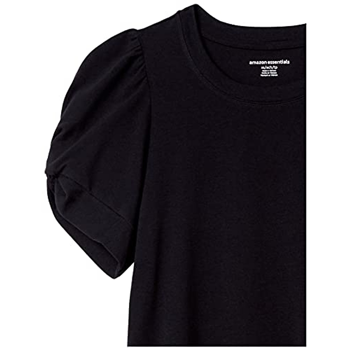 Amazon Essentials Women's Classic-Fit Twist Sleeve Crewneck T-Shirt, Black, XX-Large