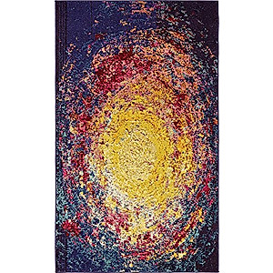 Unique Loom Estrella Collection Abstract, Gradient, Modern, Sunburst, Distressed Area Rug, 3 ft 3 in x 5 ft 3 in, Multi/Brown
