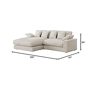 Lilola Home Mystic Beige Corduroy Reversible Sectional Sofa Chaise