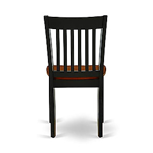 East West Furniture PLNO7-BCH-W Plainville 7 Piece Set Consist of an Oval Dining Room Table with Butterfly Leaf and 6 Wooden Seat Chairs, 42x78 Inch, Black & Cherry