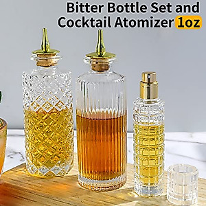 Bitters Bottle and Cocktail Atomizer - Classic Design Glass Bottles with to Add Bitters for Cocktails and Vermouth Bitters Spray Bottle 1oz,Ideal Bartender Gifts Home Bar Accessories