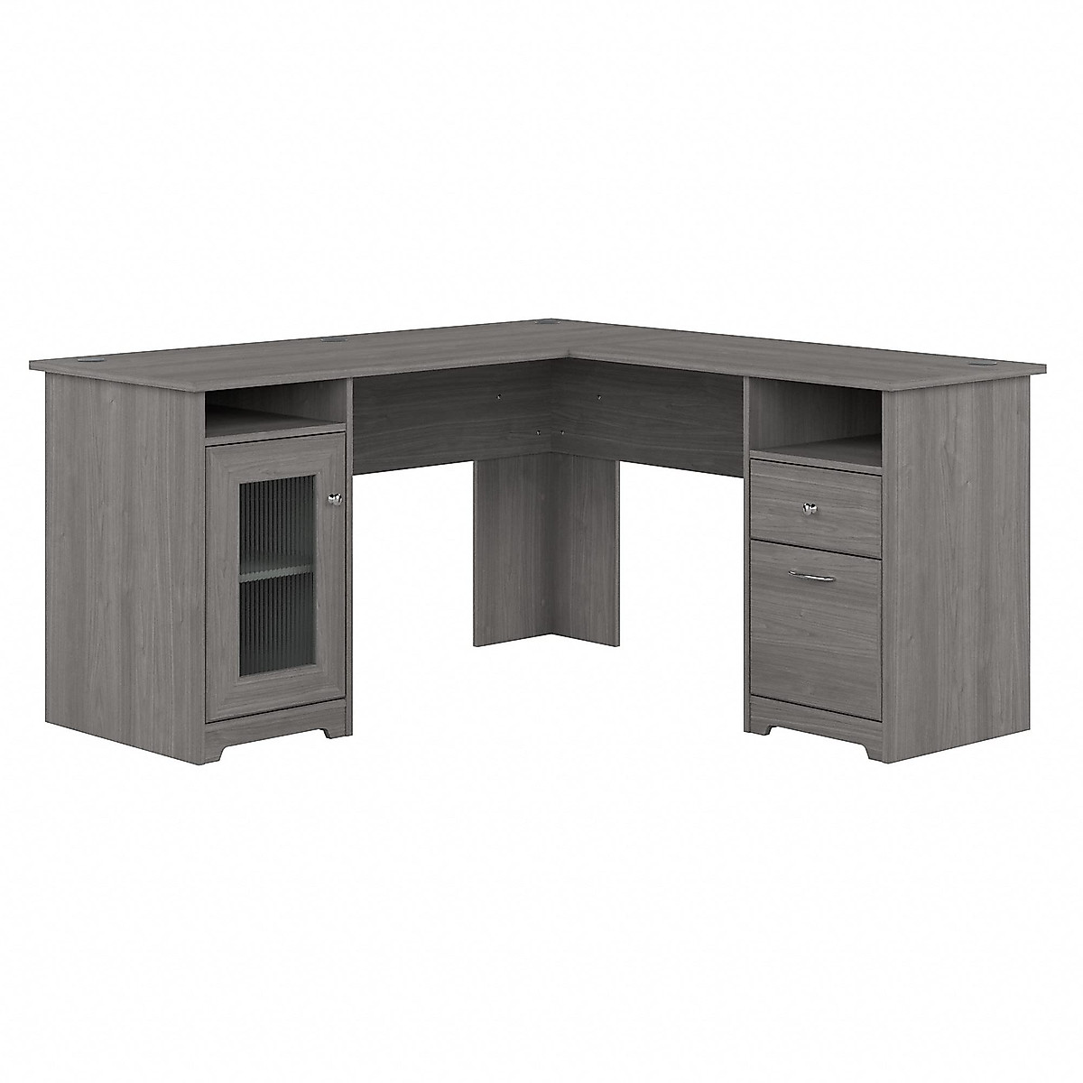 Bush Furniture Cabot L Shaped Computer Desk with Hutch, 60W, Natural Maple