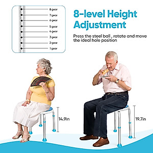 Round Shower Stool,Adjustable Shower Chair for Inside Shower-Tool-Free Shower Seat for Elderly/Senior/Disabled/Pregnant