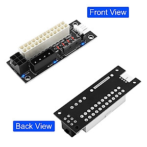 ADD2PSU Power Supply Connector 4 in 1 Molex 4Pin/SATA/ATX 6Pin/4Pin Dual PSU Multiple Power Supply Adapter, Synchronous Power Board, Add 2PSU with Power LED (Black)