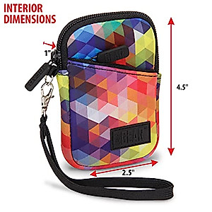 USA Gear MP3 Player Case Compatible with Apple iPod, Sandisk MP3 Player, Timmkoo, MYMAHDI 80GB, and more MP3 Player with Bluetooth - Wrist Strap, Pocket for Earbuds, USB Cable, Memory Card (Geometric)