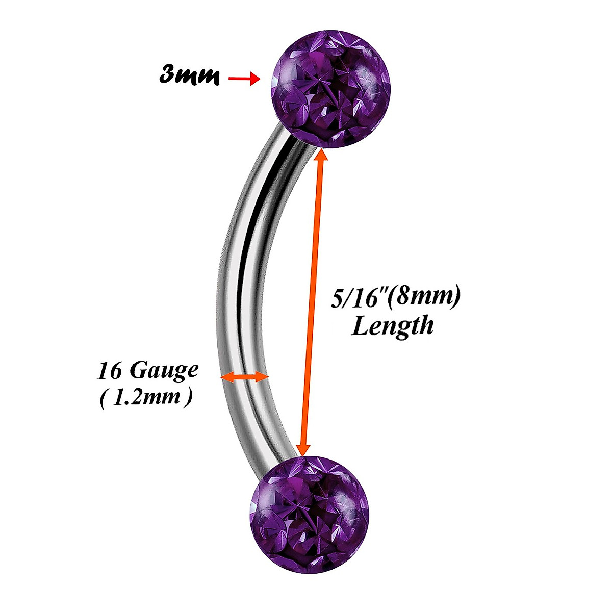 bodyjewellery 2pcs 16g 8mm Curve Piercing Titanium G23 Rook Tragus Lip Conch Cartilage Stud Helix Eyebrow Bar Ring Earrings Ferido B2B2CR