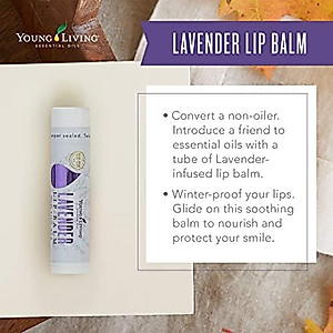 Young Living Lavender Lip Balm - 0.15 oz - Essential Oils, Soothes Dry Lips, Hydrates & Softens, Natural Lip Care Hydrating Lip Treatment, Moisturizing Lip Balm