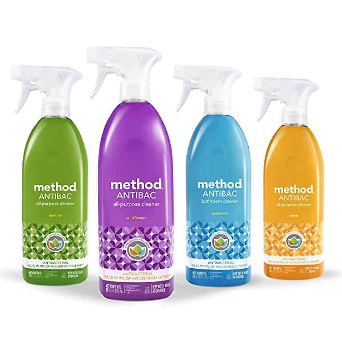 Method Antibacterial All-Purpose Cleaner Spray, Bamboo, Kills 99.9% of Household Germs, 28 Fl Oz (Pack of 4)