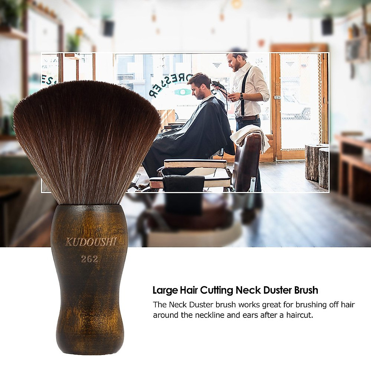 Anself Large Hair Cutting Neck Duster Brush Professional Barber Natural Fiber Wooden Handle Cutting Kits Type1