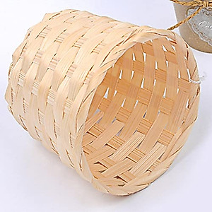 Kisangel 12Pcs Mini Woven Basket Miniature Flower Basket Dollhouse Picnic Basket Tiny Party Favor Container Farmhouse Decor for Fairy Garden Accessory