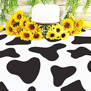 BLUE PANDA Cow Print Tablecloth for Farm Animal Party (54 x 108 in, 3 Pack)
