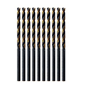 MAXTOOL 5/64" 10pcs Identical Jobber Length Drills HSS M2 Twist Drill Bits Fully Ground Black & Bronze Straight Shank Drills; JBF02H10R05P10