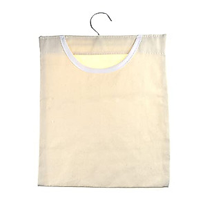 HAHIYO Canvas Clothespin Laundry Bag Hanging Storage Organizer Holds Pins Sturdy 12.2 x 10.45in Roomy Deep Easy Reach Grab for Sliding Easy Hook Clothesline Rod Not Pierce Cloth Washable No Mold 1 PCS