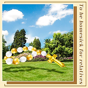 102 Pieces 12 Inch Latex Link Balloons and 34 Inch Gold Cross Balloon Needle Tail Balloons Quick Connect Balloons Jumbo Baptism Balloons Foil Party Balloons for First Communion Baby Shower Decoration