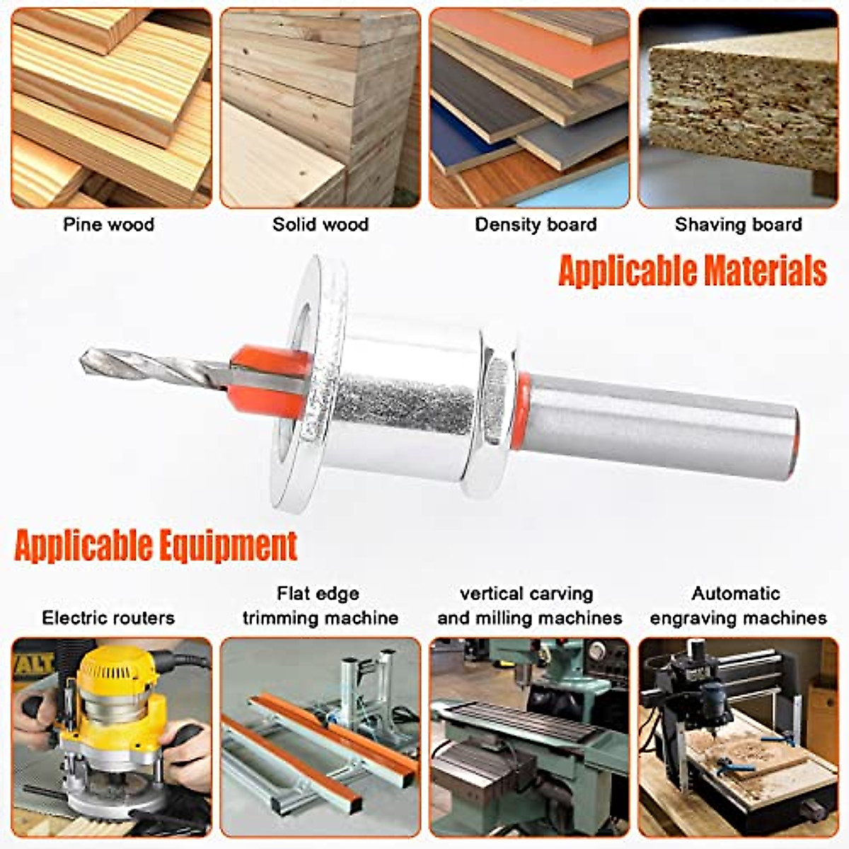 BUZHI Router Bit, 8mm Shank Carbide Countersink Woodworking Router Bit 2.5-10.5mm Hight Adjustable Milling Cutter Screw Extractor Remon Demolition