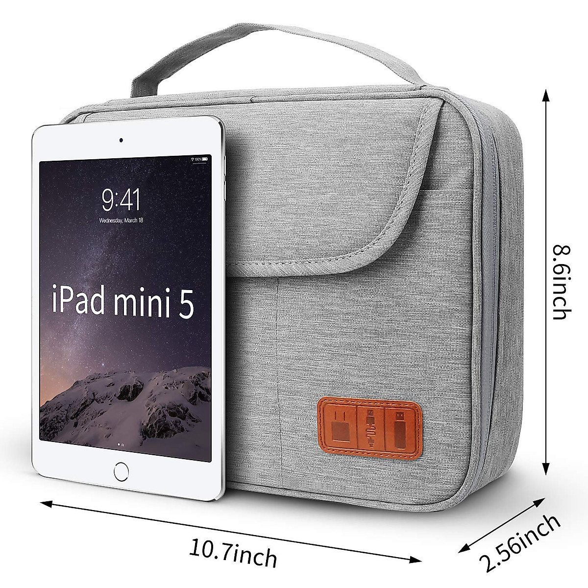 HOLIMET Cable Organiser Bag,Electronic Accessories Bag Double Layer for Travel Waterproof Cord Storage Organizer Bag for iPad, Kindle, Hard Drives, Cables, Chargers,Power Bank and More(Grey)