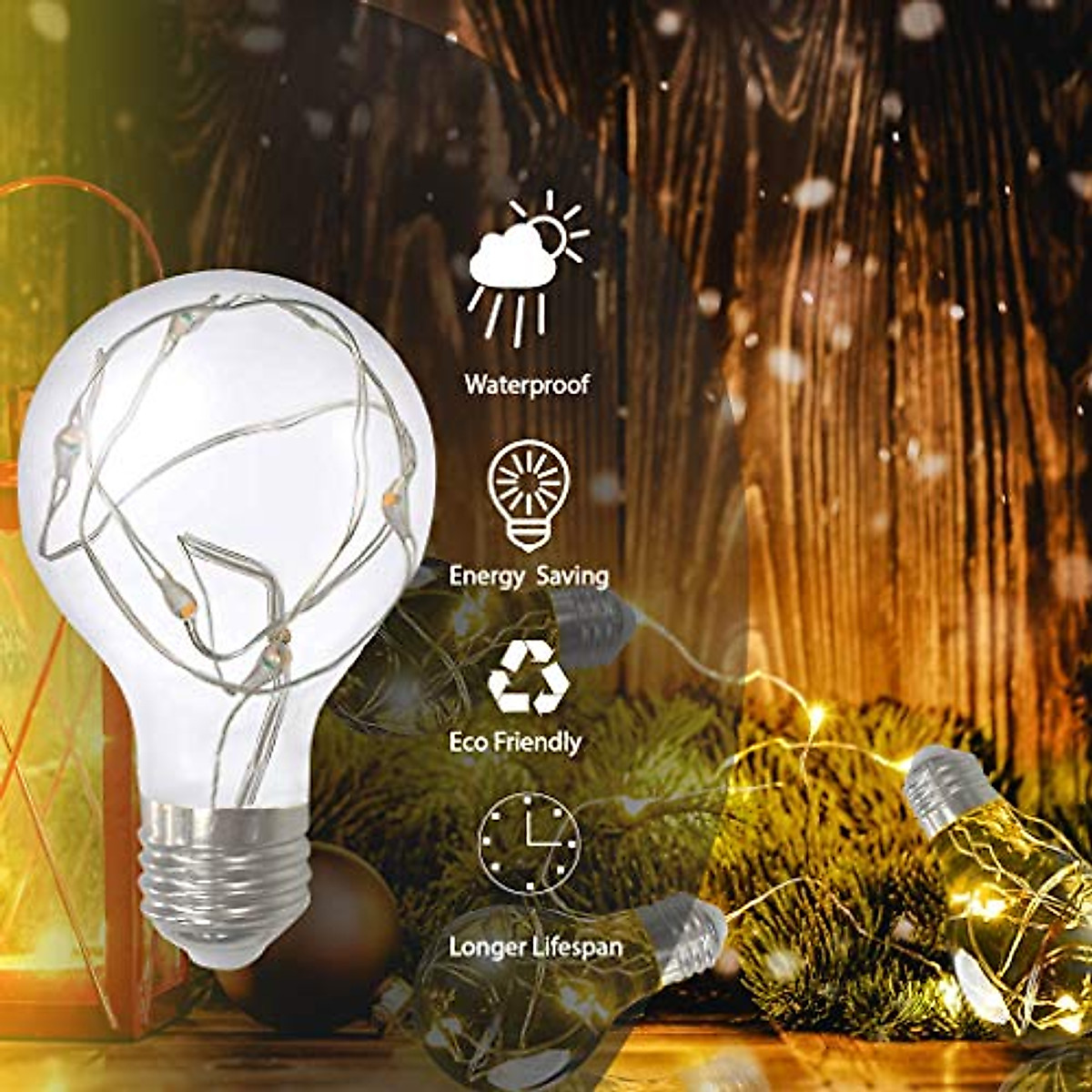 Solar Powered String Lights - Decorative Indoor and Outdoor Solar Power Fairy LED Light String - Bright Waterproof Outside Christmas Lights for Garden, Patio, Porch, Backyard, Bistro