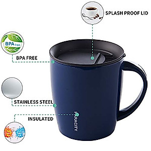PARACITY Insulated Coffee Mug Stainless Steel Coffee Mug with Lid Handle Double Wall Vacuum Travel Mug Camping Tumbler Cup Men Women 12 oz
